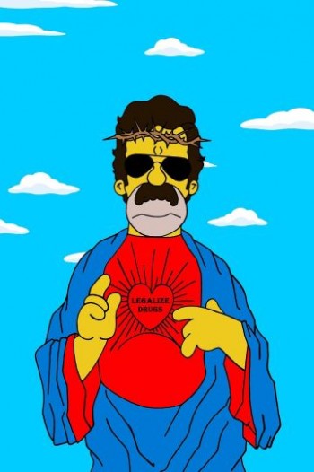 Ilustran a Homero Simpson como “El Chapo” Guzmán y Pablo Escobar