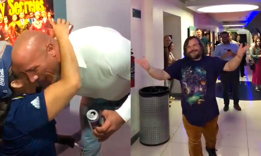 ‘La Roca’ Y Jack Black Sorprenden A Fans En Cine De México